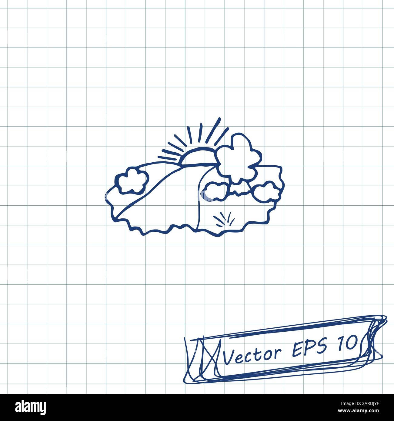 Style of children's drawing. Doodle drawing on a sheet of notebook ...