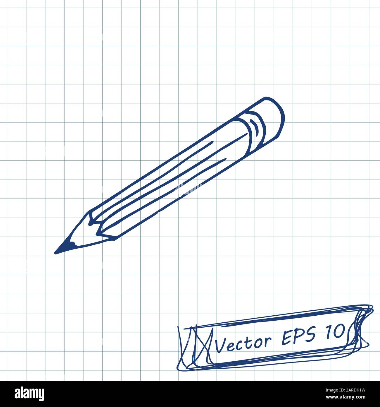 Style of children's drawing. Doodle drawing on a sheet of notebook ...