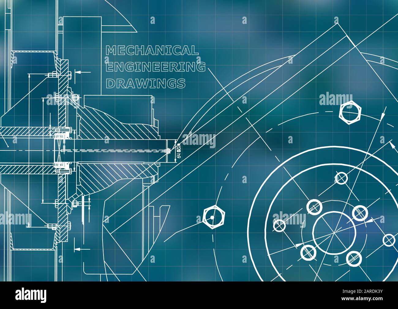 Technical illustration. Mechanical engineering. Background. Blue ...