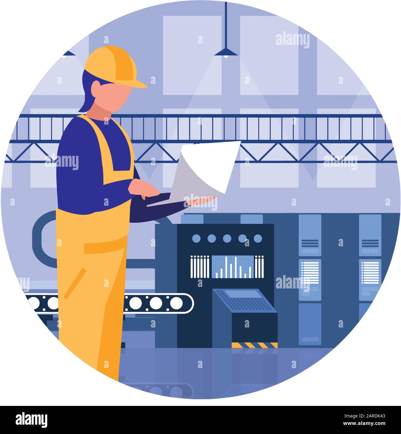 man working on the conveyor vector illustration design Stock Vector ...