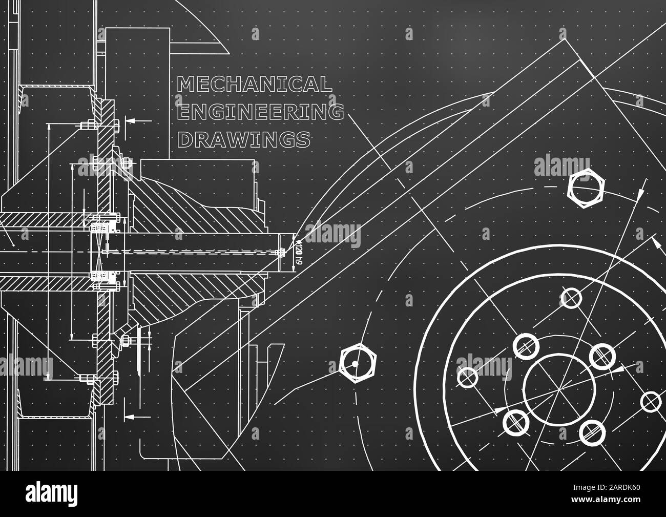 Technical illustration. Mechanical engineering. Background. Black ...