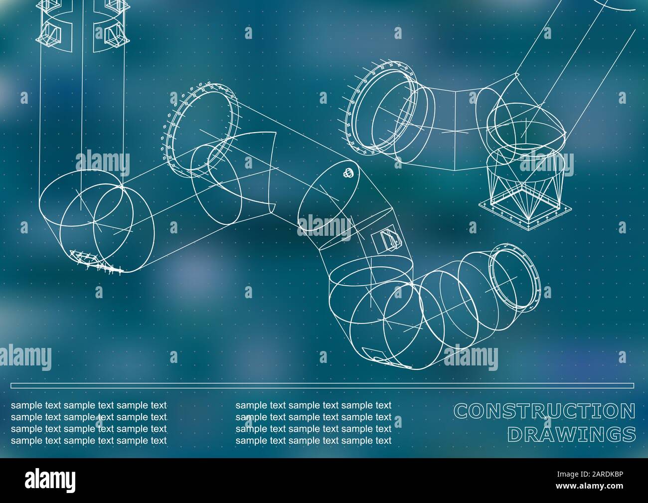 Drawings of steel structures. Pipes and pipe. 3d blueprint of ...