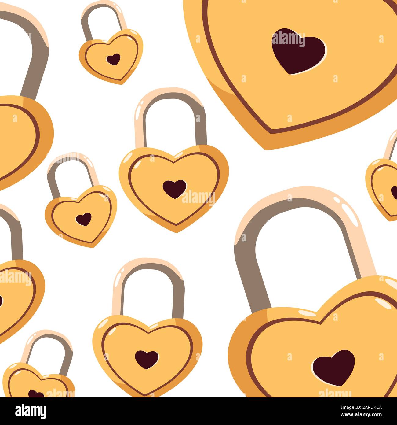 pattern of heart shaped padlock on white background vector illustration ...