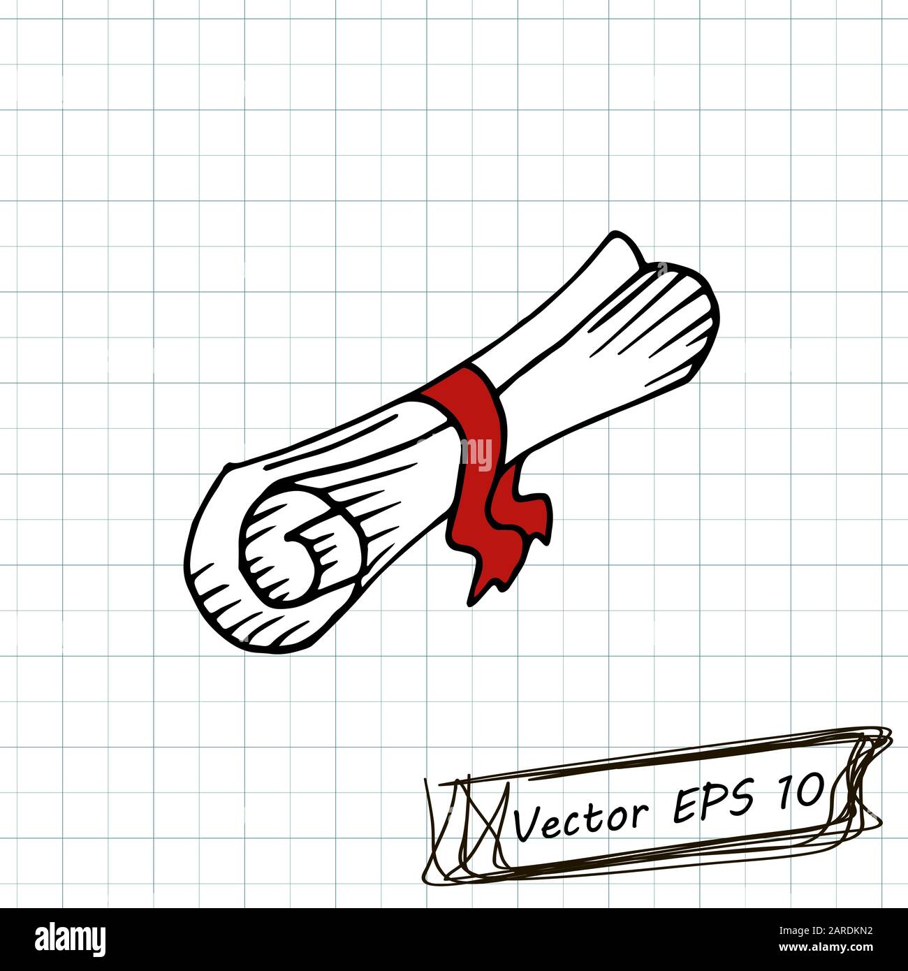 Style of children's drawing. Doodle drawing on a sheet of notebook ...