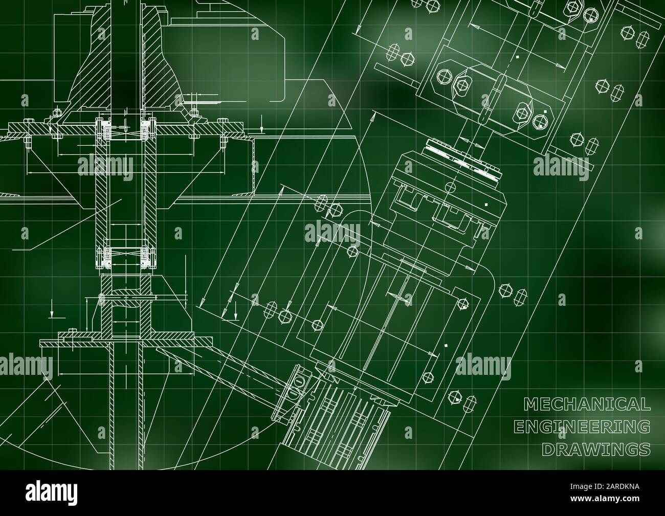 Mechanical engineering drawings. Technical Design. Blueprints. Green ...