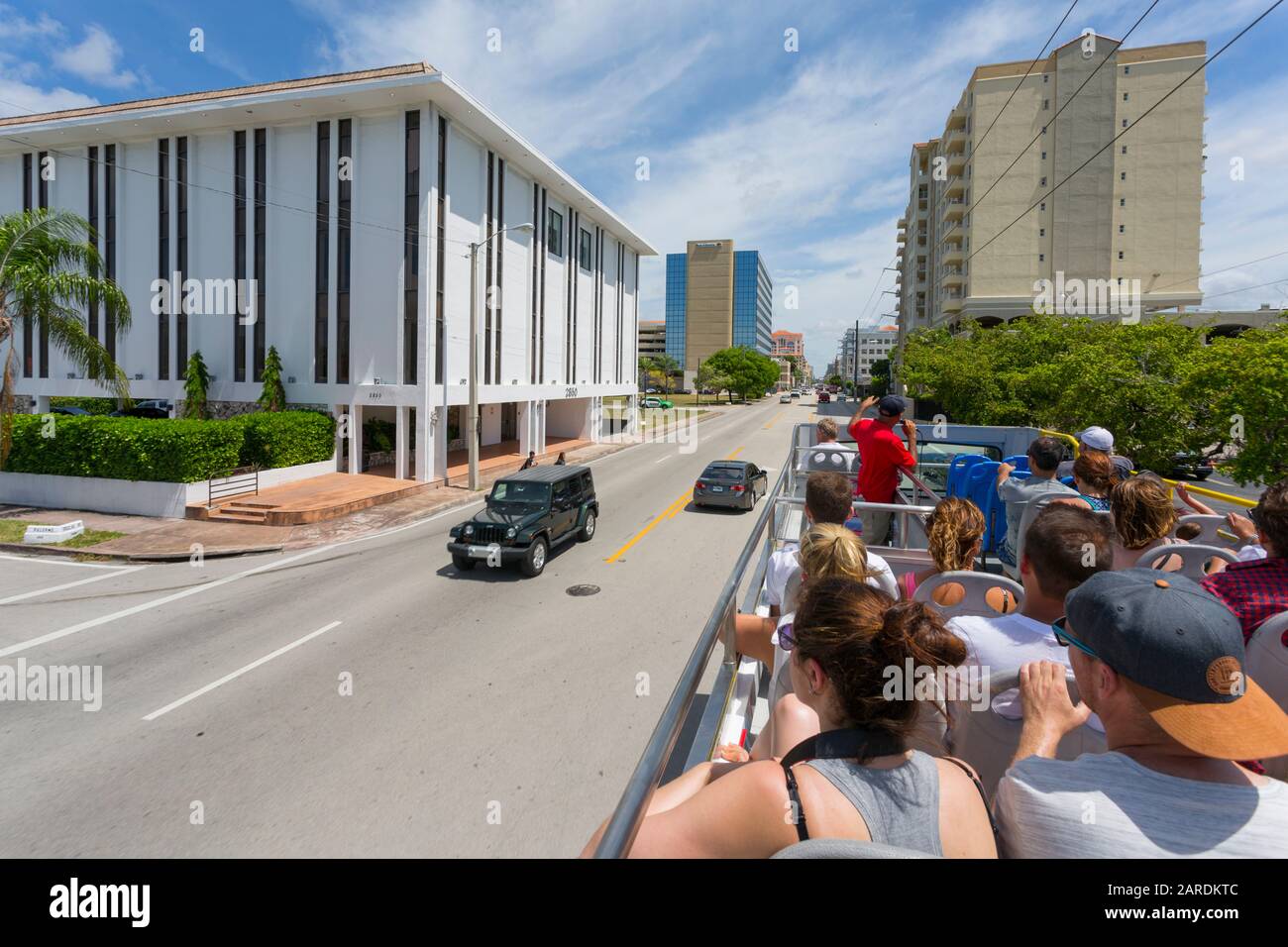 View from open top bus in Coral Gables, Miami, Florida, United States ...