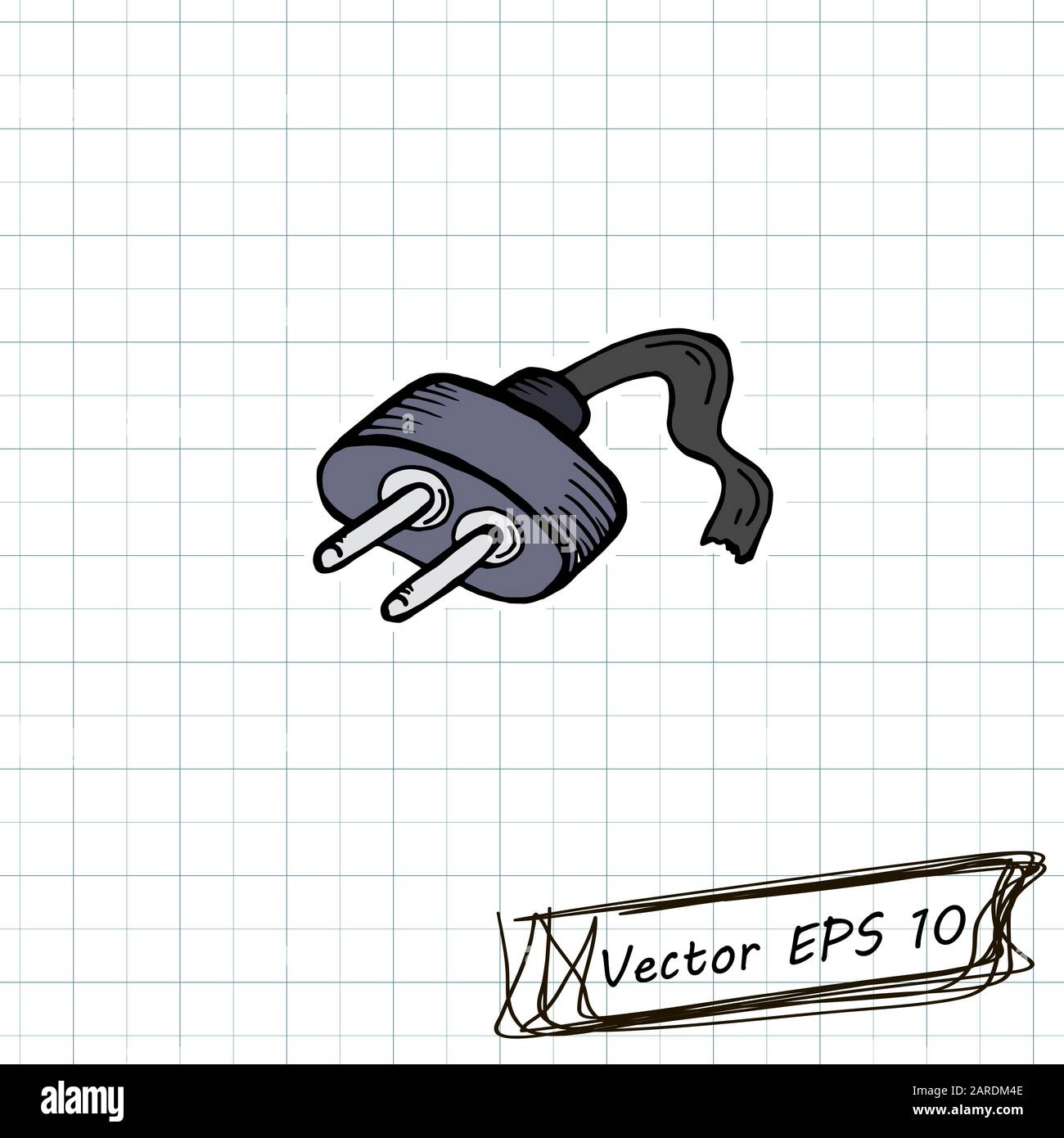 Style of children's drawing. Doodle drawing on a sheet of notebook ...