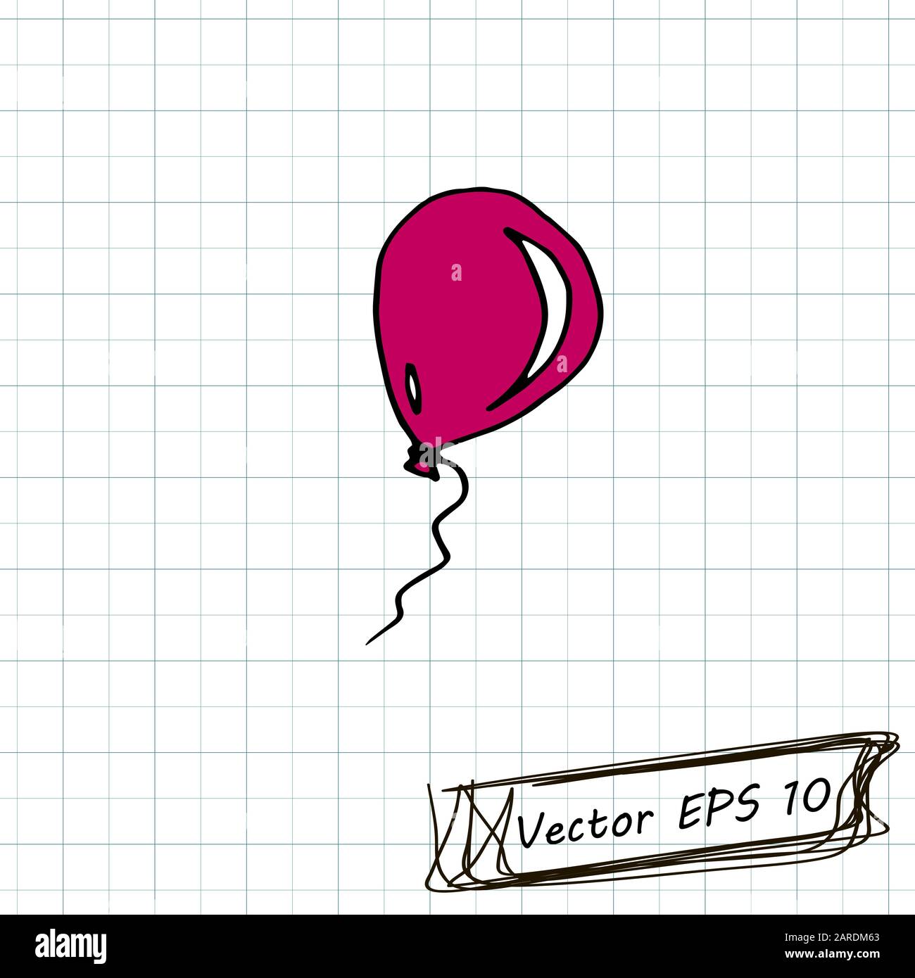 Style of children's drawing. Doodle drawing on a sheet of notebook ...