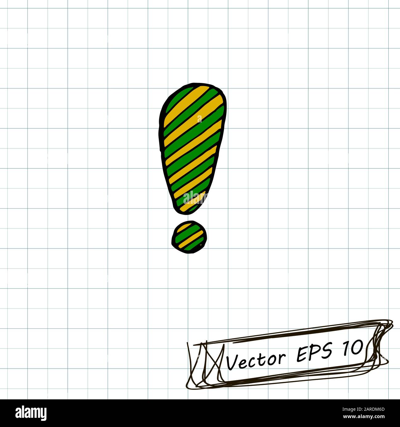 Style of children's drawing. Doodle drawing on a sheet of notebook ...