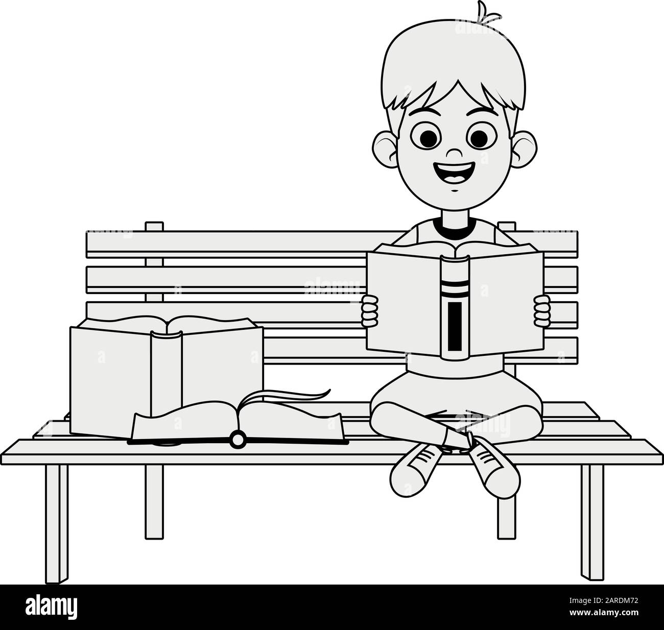 Kid happy reading books Stock Vector Images - Alamy