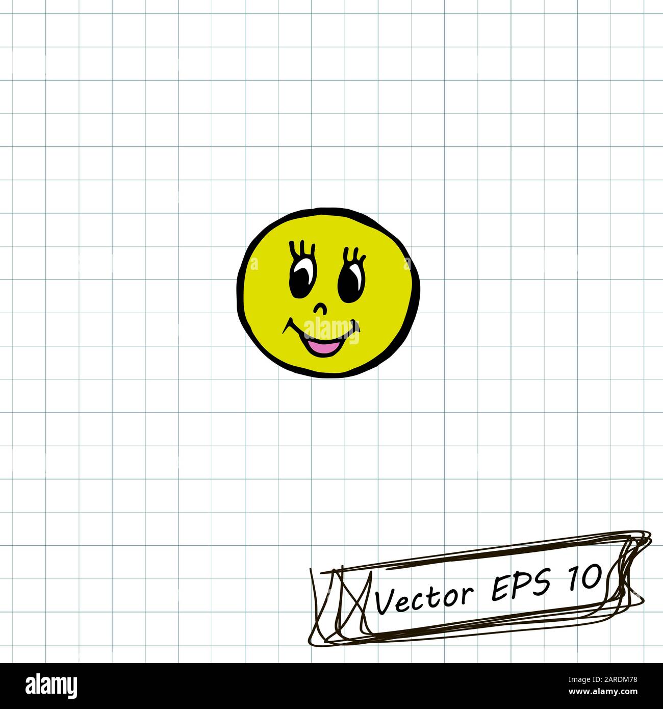 Style of children's drawing. Doodle drawing on a sheet of notebook ...