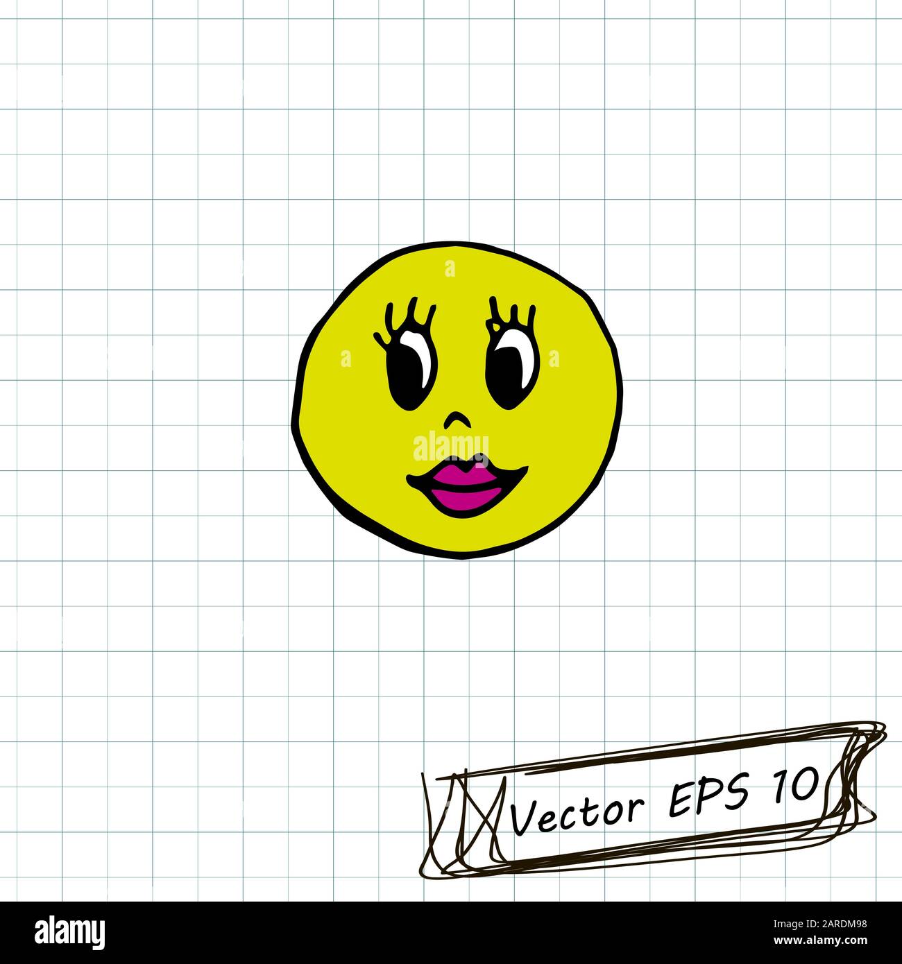 Style of children's drawing. Doodle drawing on a sheet of notebook ...