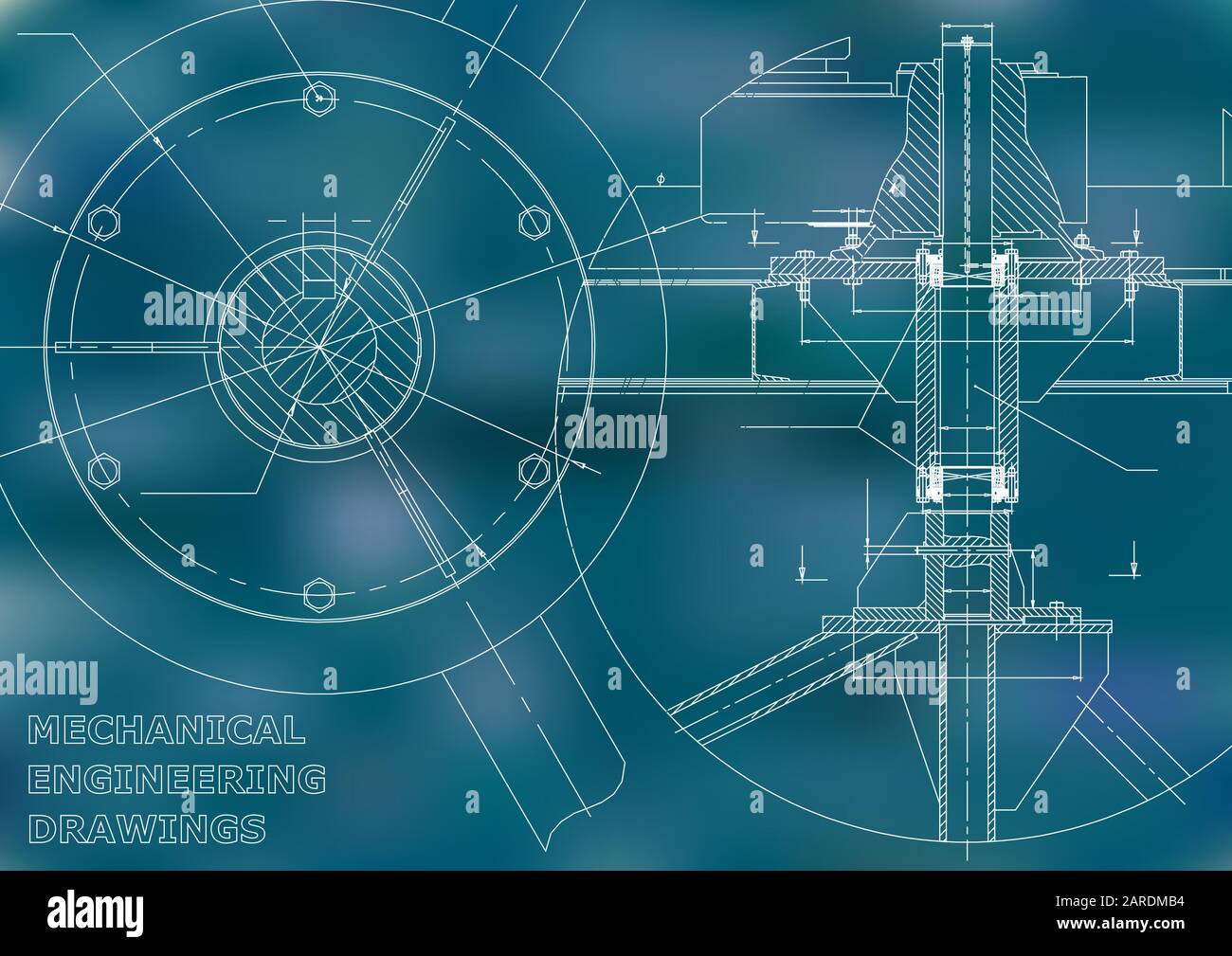 Mechanical engineering drawing. Blue background Stock Vector Image ...