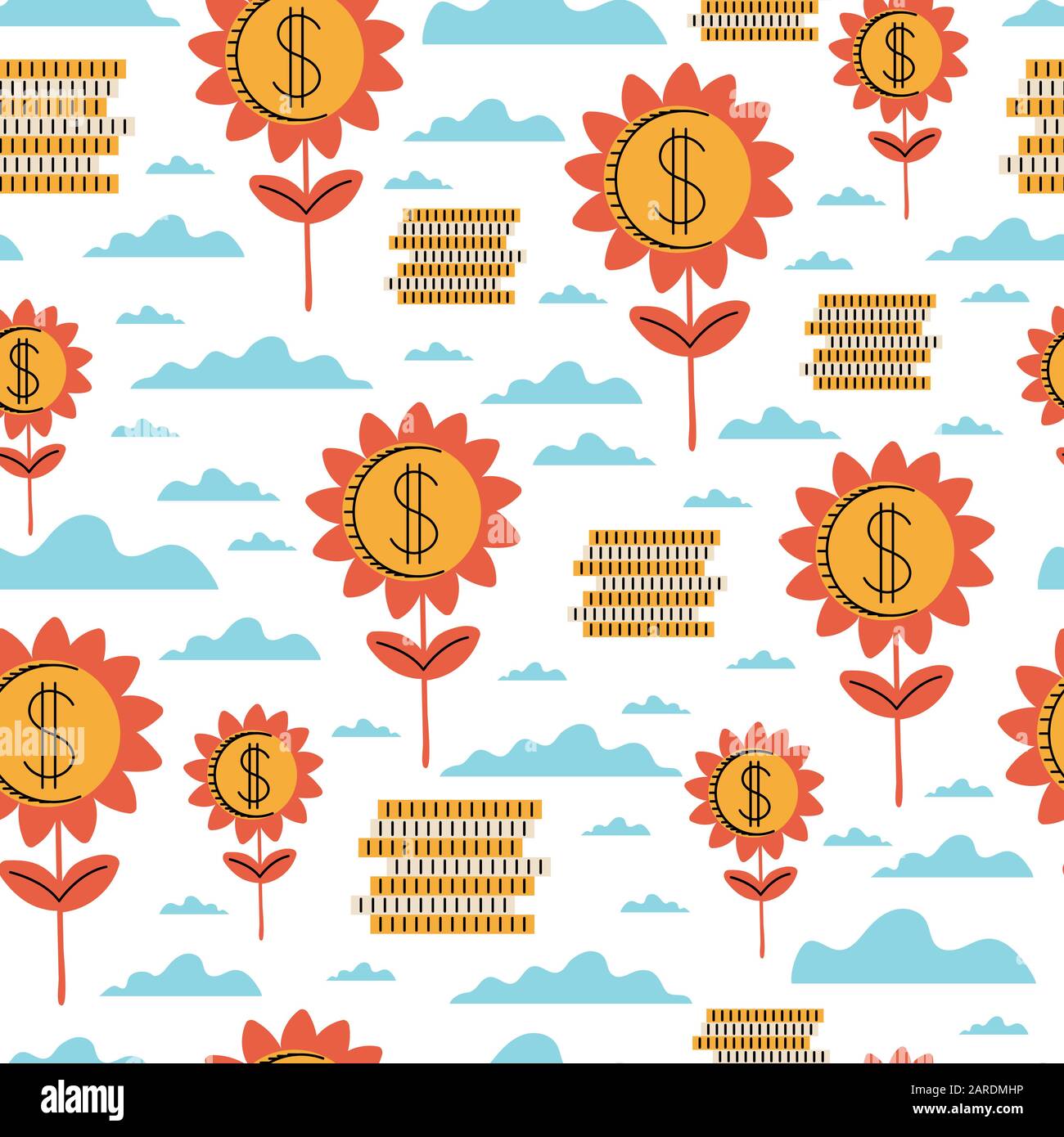 Template for designers and illustrators. Flying golden dollars seamless ...