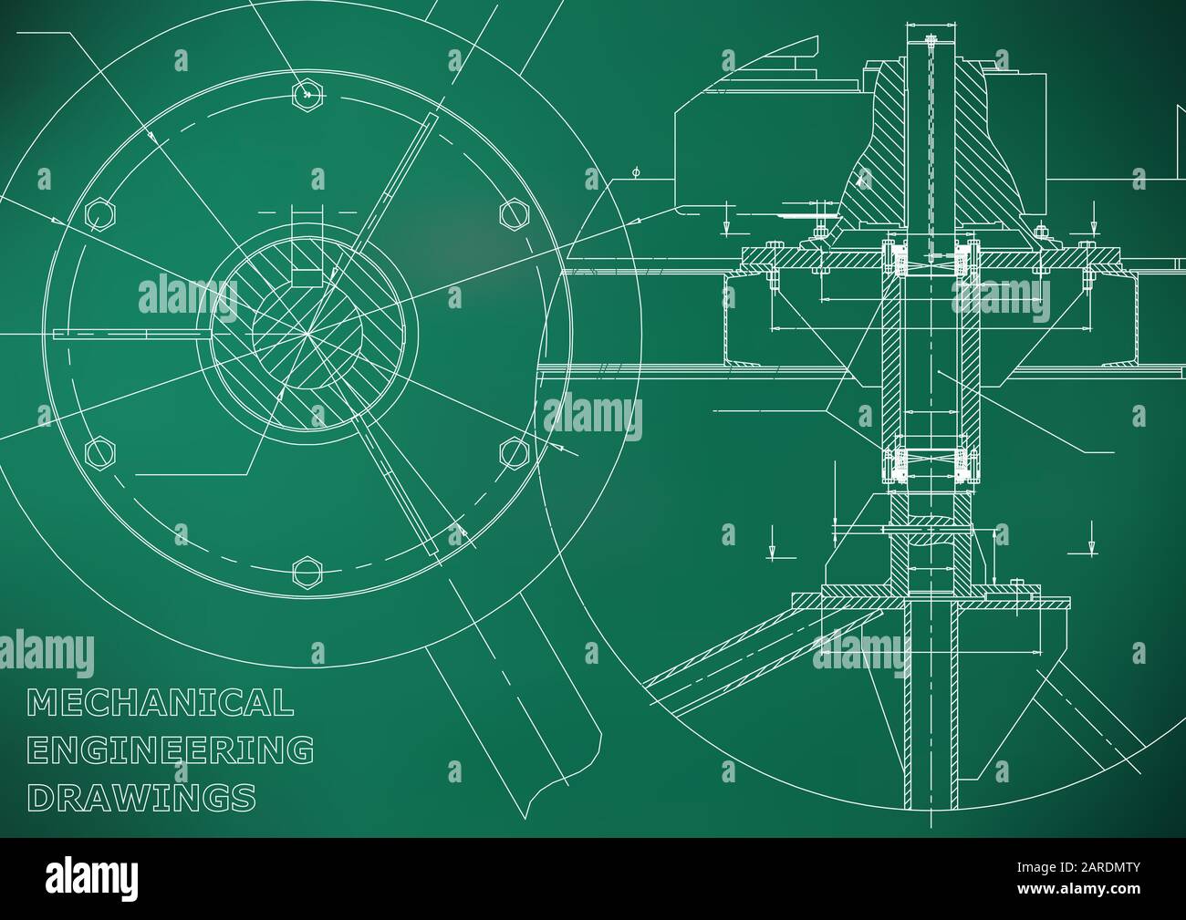Mechanical engineering drawing. Light green background Stock Vector ...