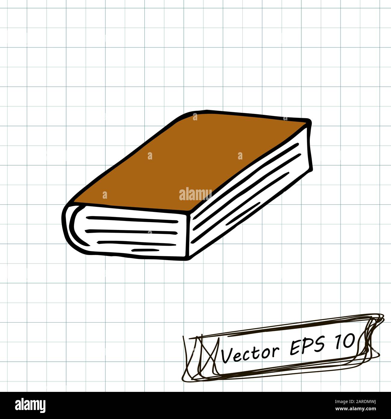 Style of children's drawing. Doodle drawing on a sheet of notebook ...