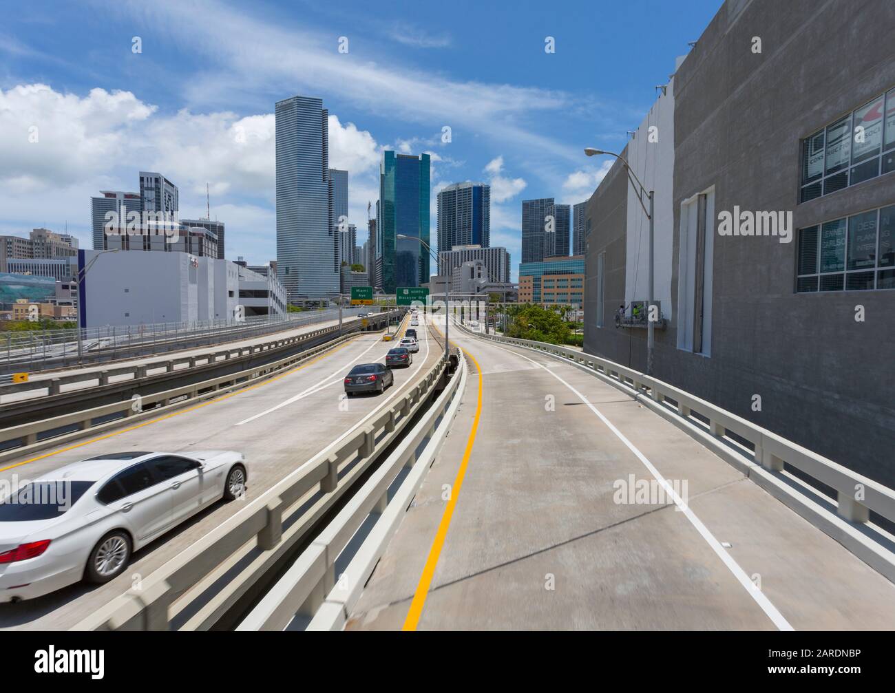Freeway into Downtown Miami & Miami skyline, Miami, Florida, United ...