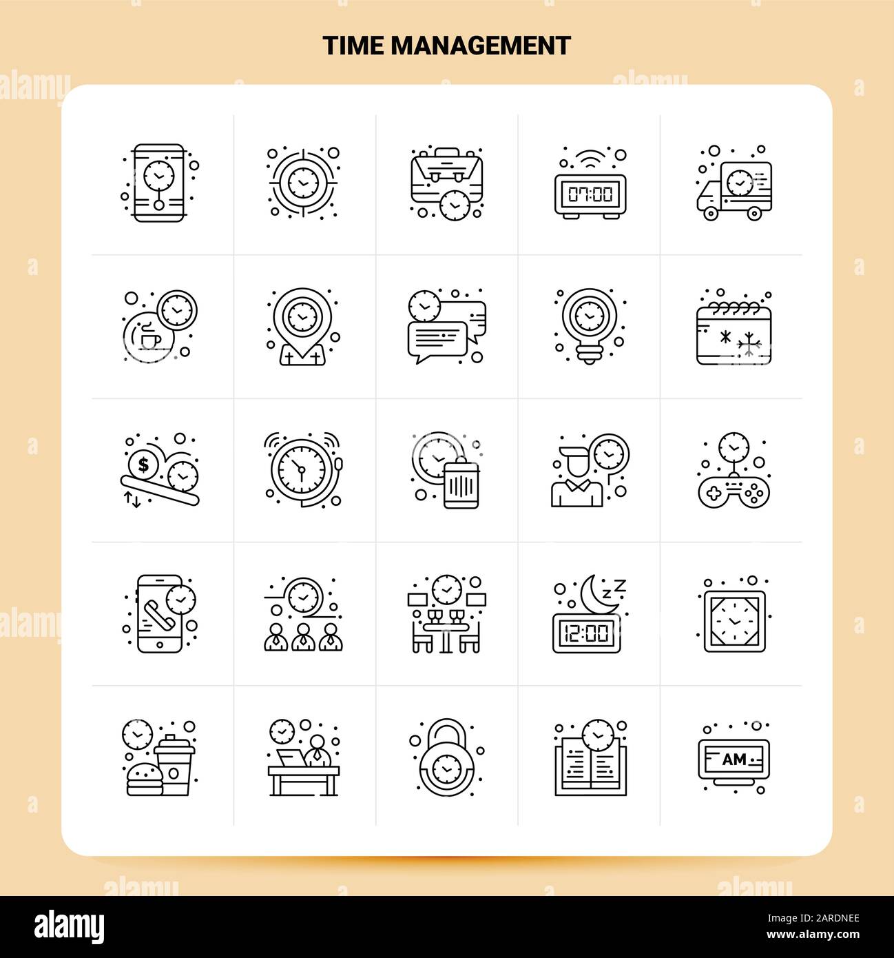 Time management icons black set hi-res stock photography and images - Alamy