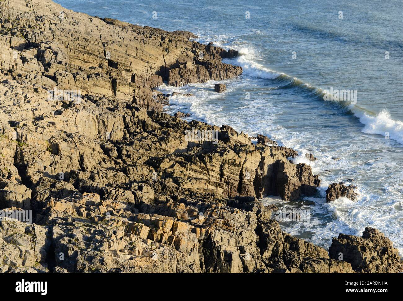 View of carboniferous limestone rocks en route between Limeslade bay ...