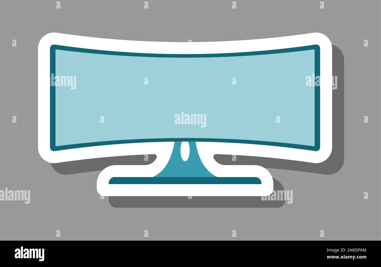 Curved tv icon for presentation symbols. All the objects, shadows and ...