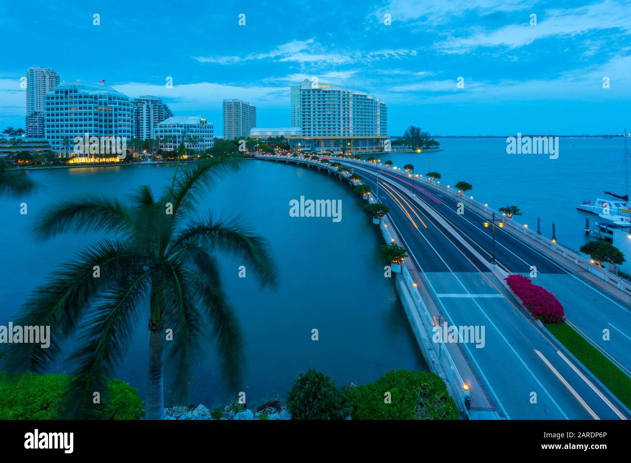 Bridge leading to Brickell Key at dusk, Downtown Miami, Miami, Florida ... Bridge leading to Brickell Key at dusk, Downtown Miami, Miami, Florida ...
