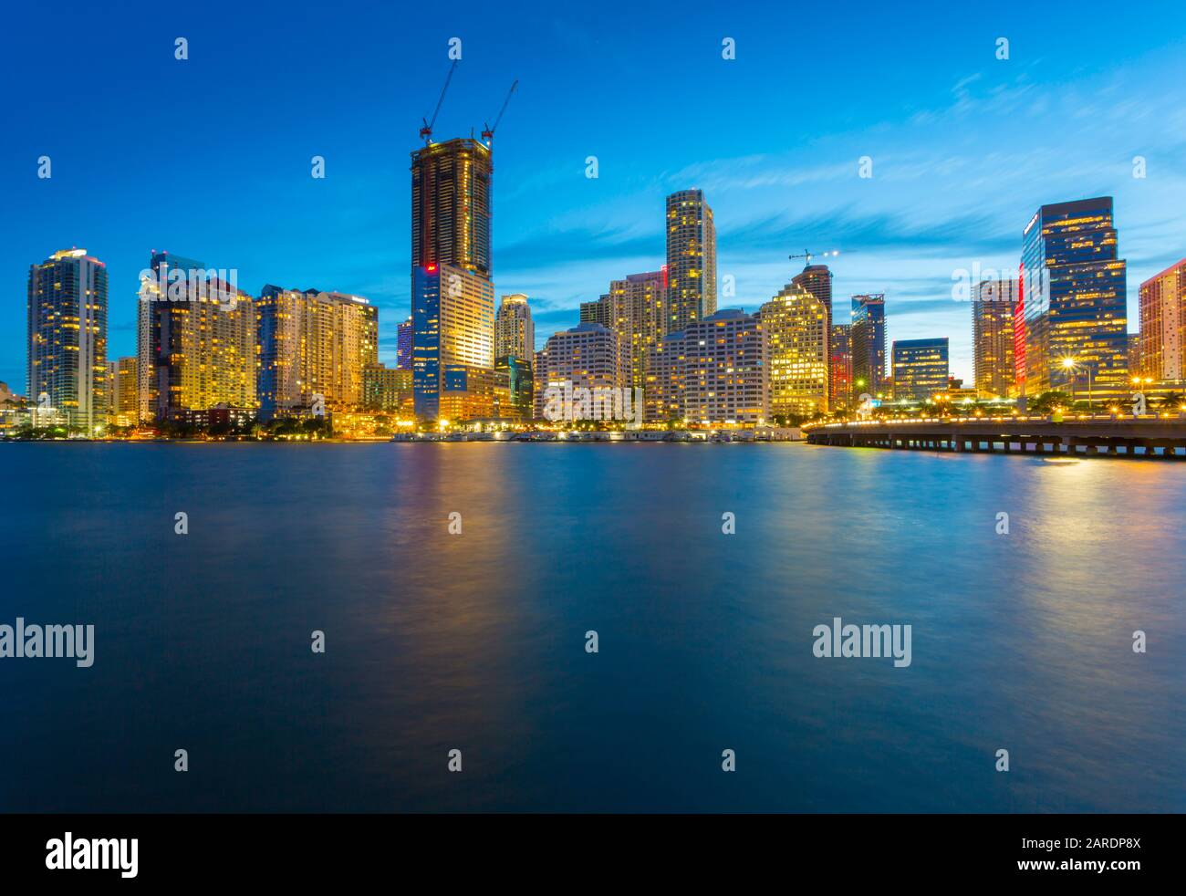 Downtown Miami skyline from Brickell Key at dusk, Downtown Miami, Miami ... Downtown Miami skyline from Brickell Key at dusk, Downtown Miami, Miami ...