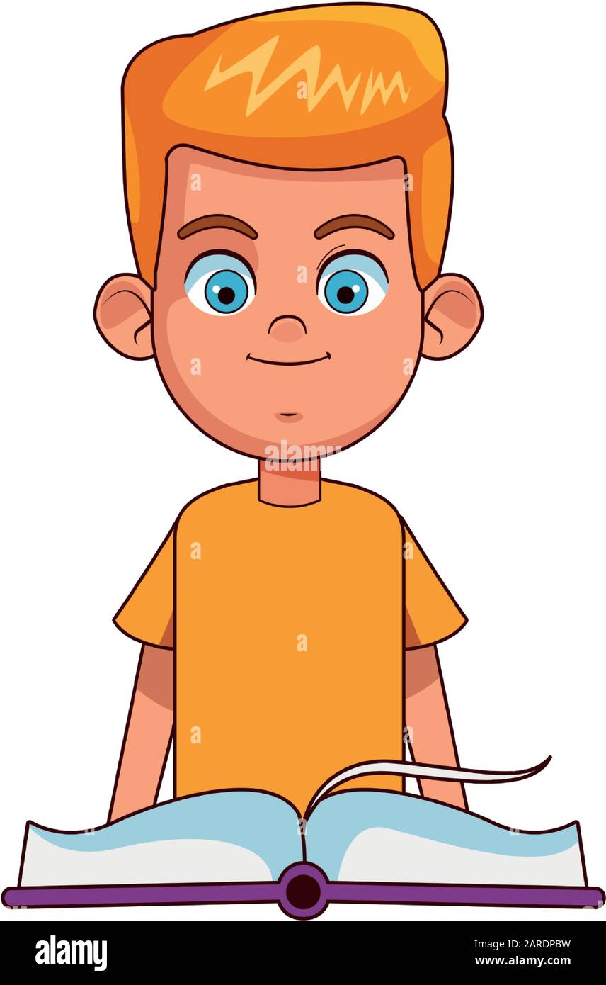 cartoon boy with academic book, colorful design Stock Vector Image ...