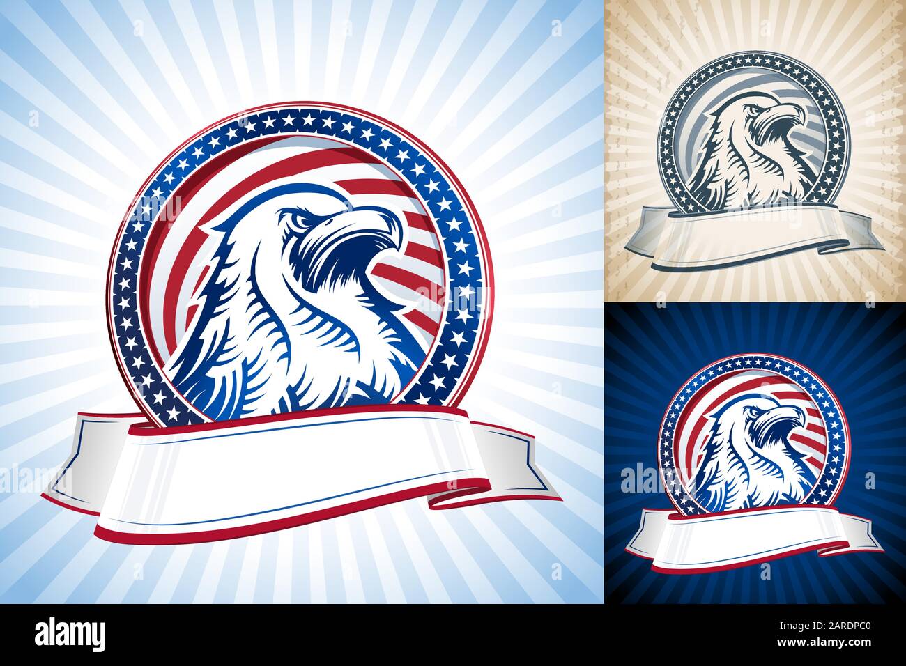 American eagle with flag of USA in round shape and ribbon. The Symbol ...