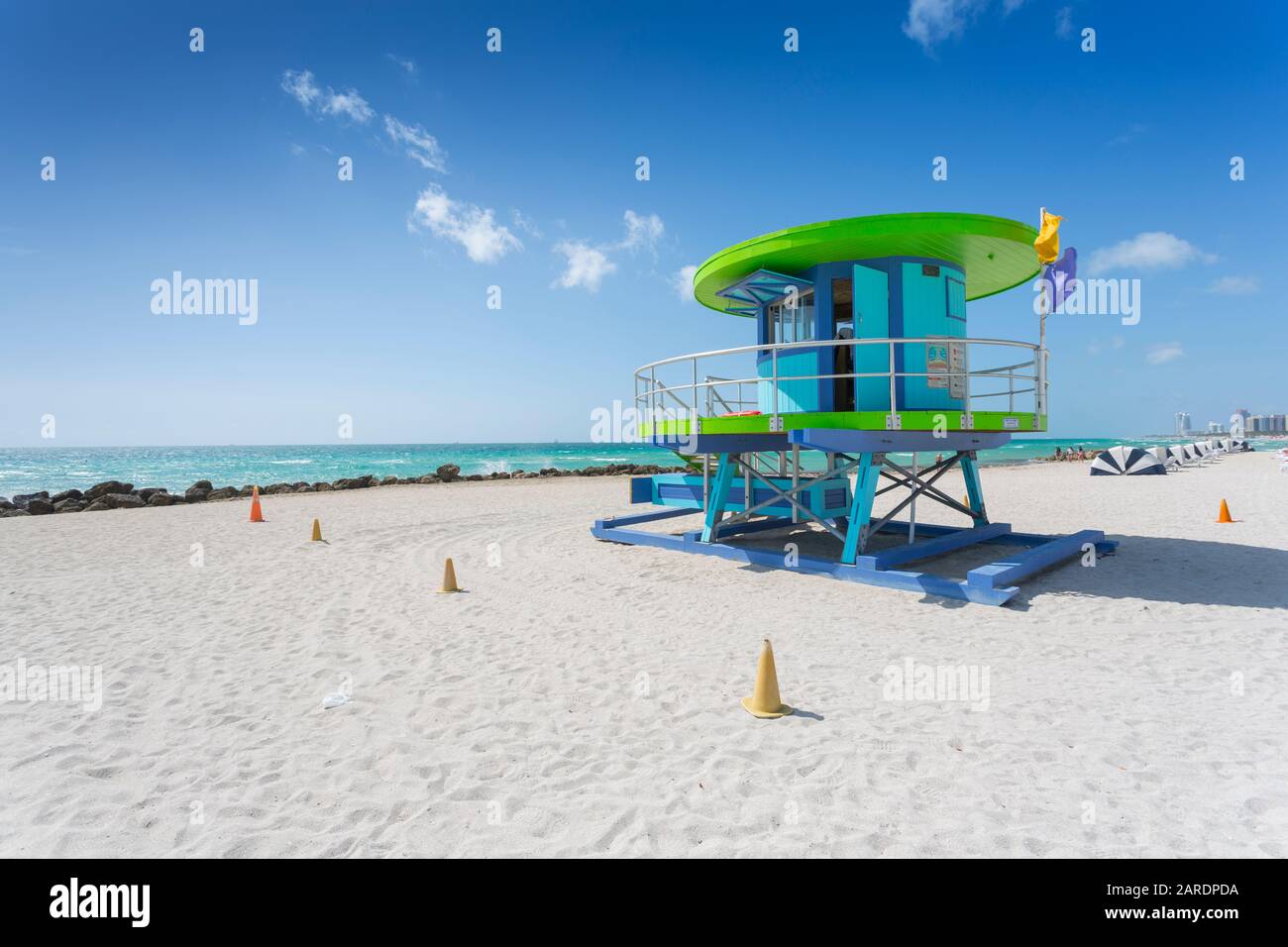 Lifeguard watchtower on South Beach, Miami Beach, Miami, Florida ...