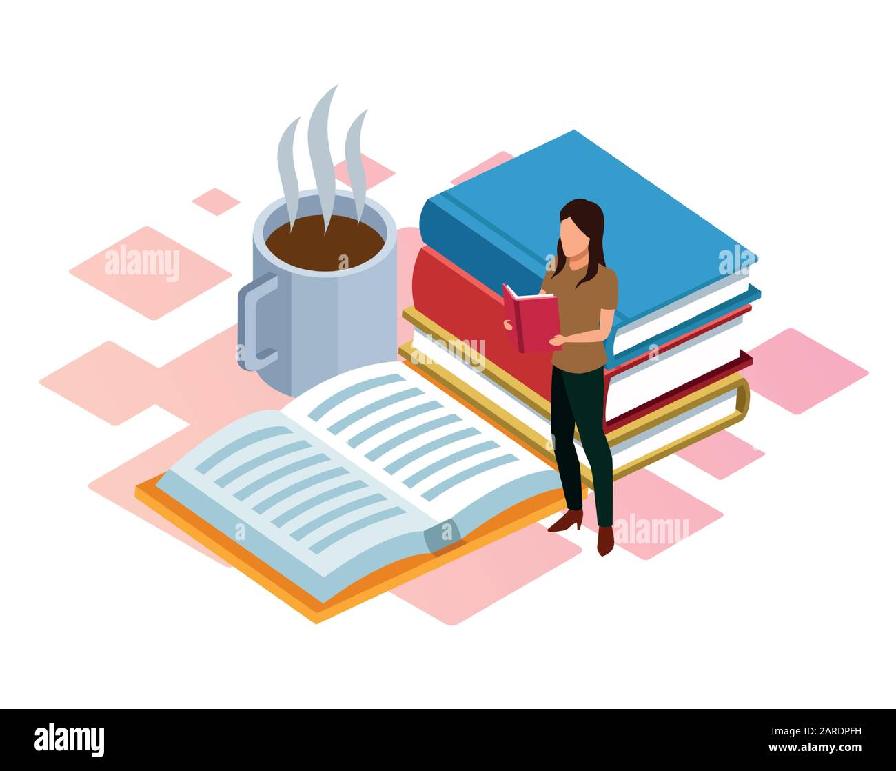 Woman coffee shop book Stock Vector Images - Alamy