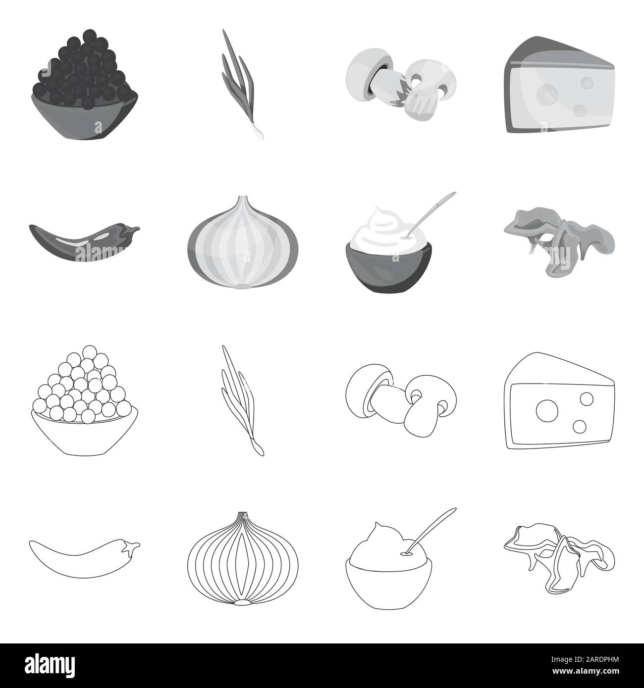 Vector illustration of taste and product symbol. Collection of taste ...