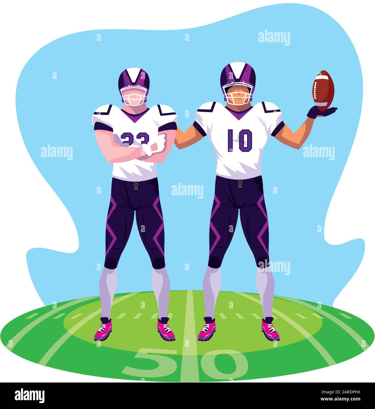 team of players american football , sportsmen with uniform on stadium ...