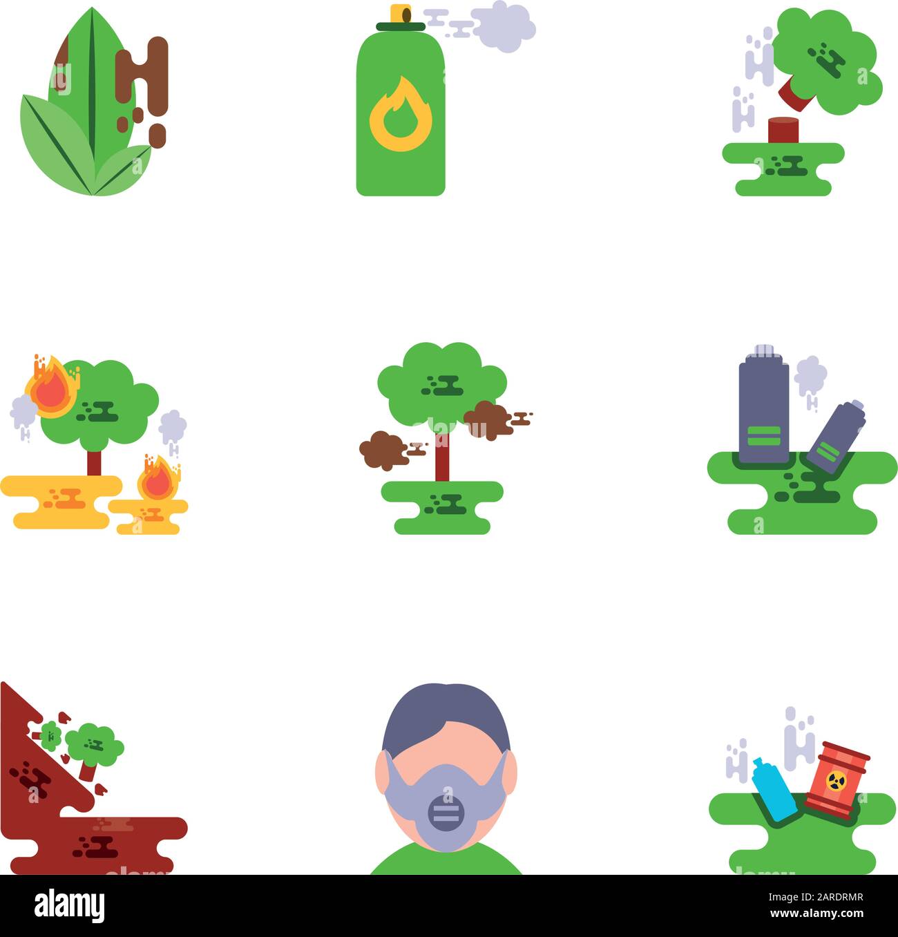 Icon set design, Climate change global warning pollution environment ...