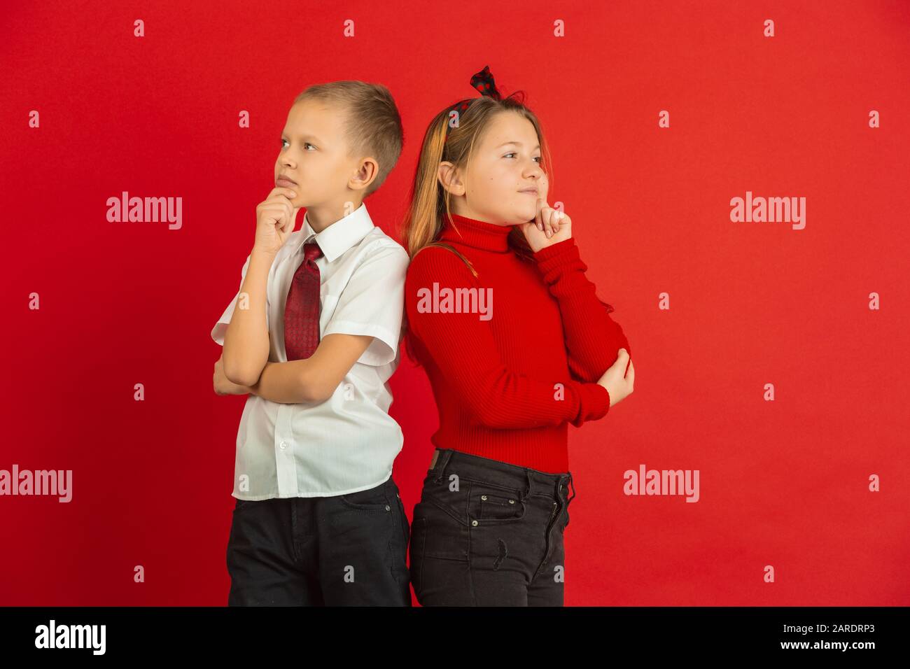 Thoughts and dreams. Valentine's day celebration, happy, cute caucasian ...