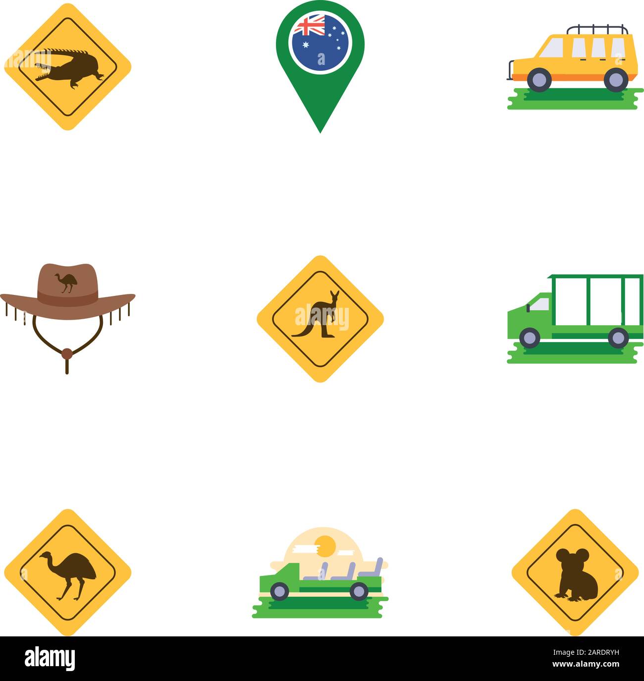 Australian icon set design, Travel tourism landmark destination nature ...