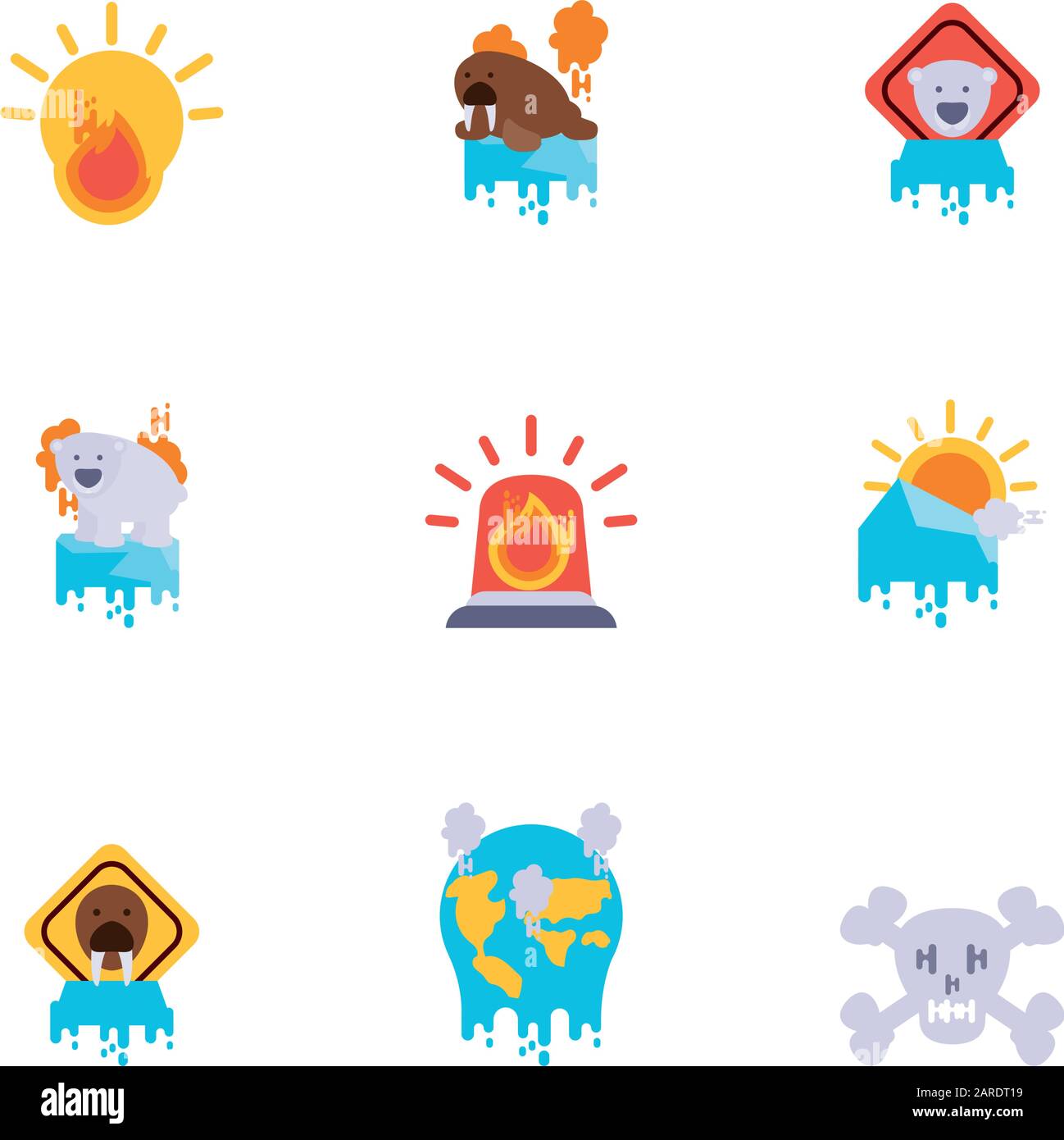 Icon set design, Climate change global warning pollution environment ...