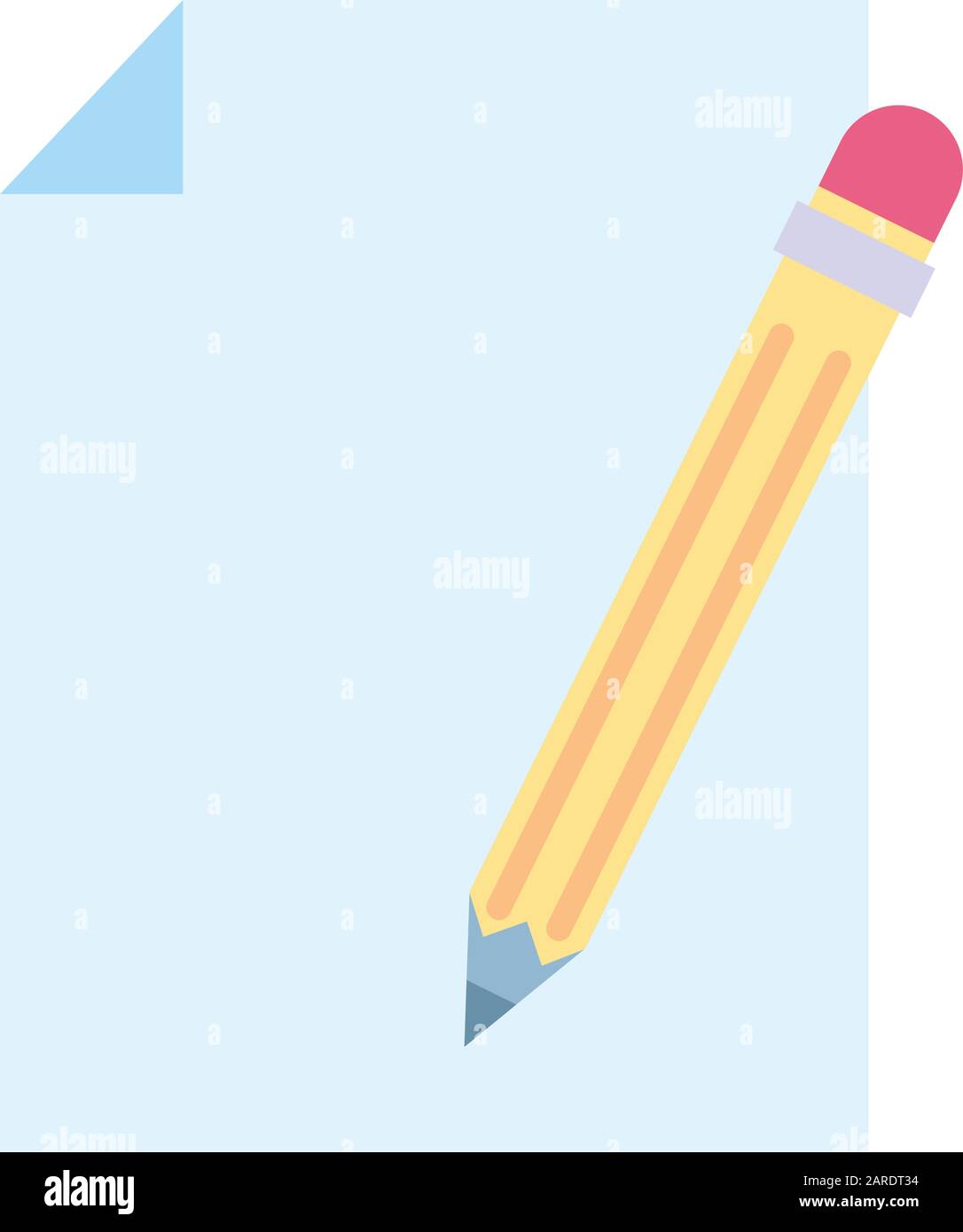 back to school education sheet and pencil writing vector illustration ...