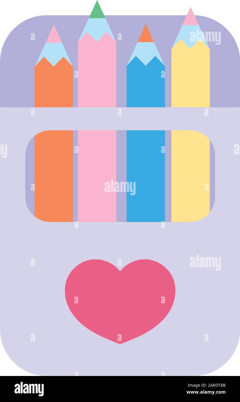 back to school education pencils color in box supply vector ...