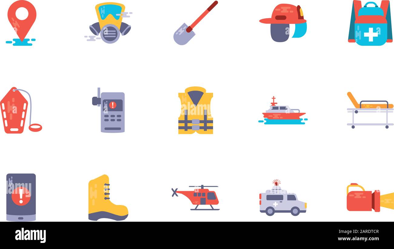 Icon set design, Emergency rescue save department 911 danger help ...