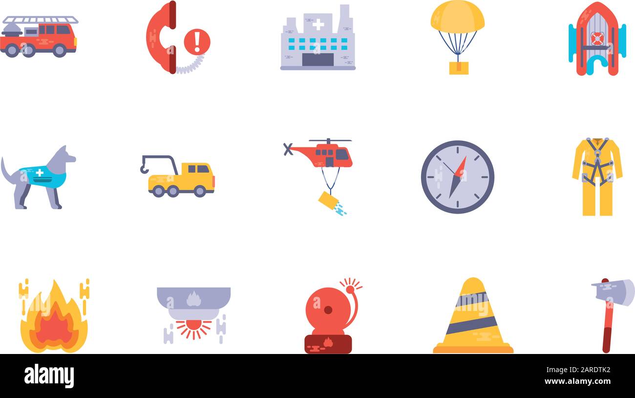 Icon set design, Emergency rescue save department 911 danger help ...