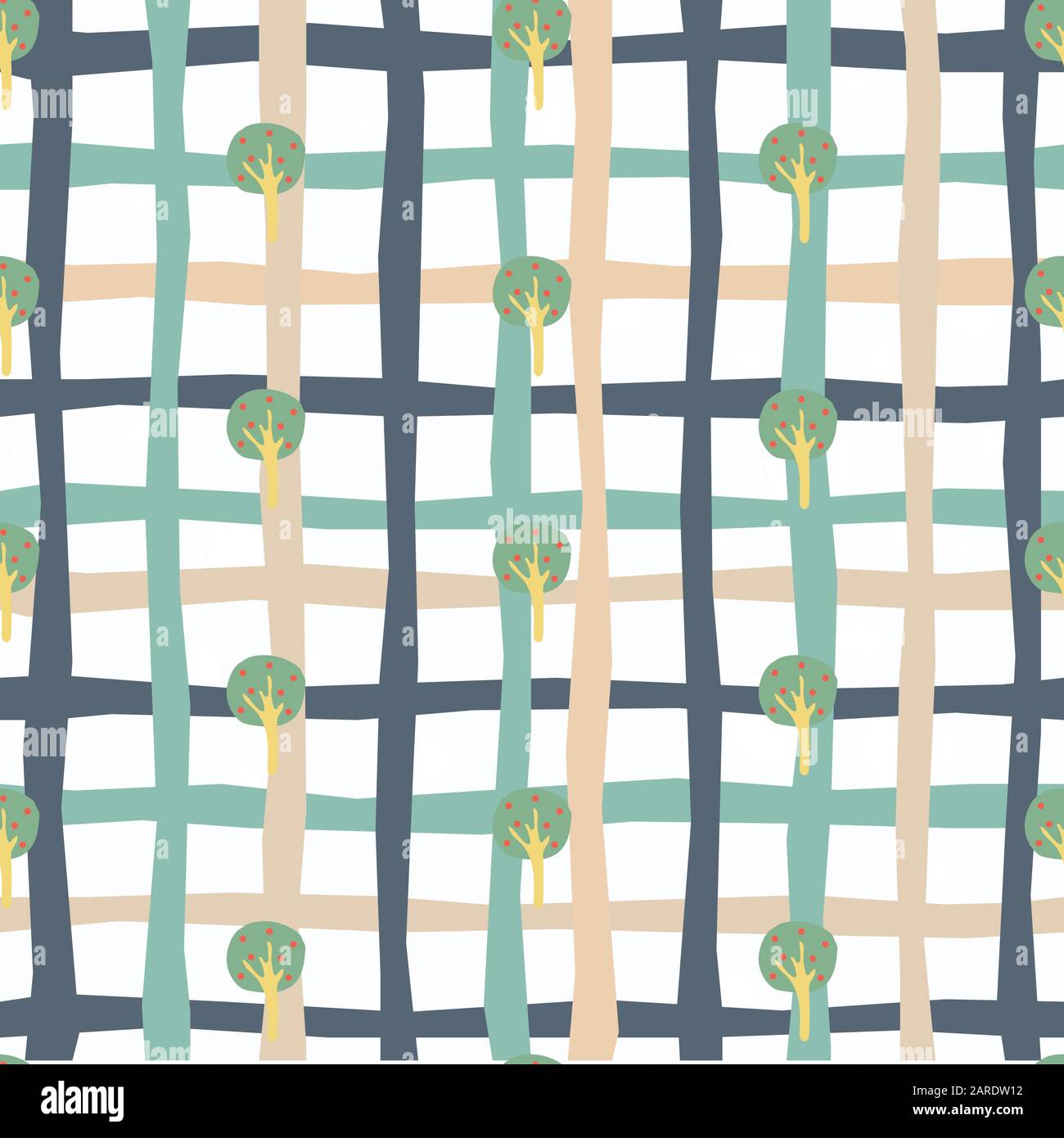 Seamless tree pattern on white background. Vector Illustration Stock ...