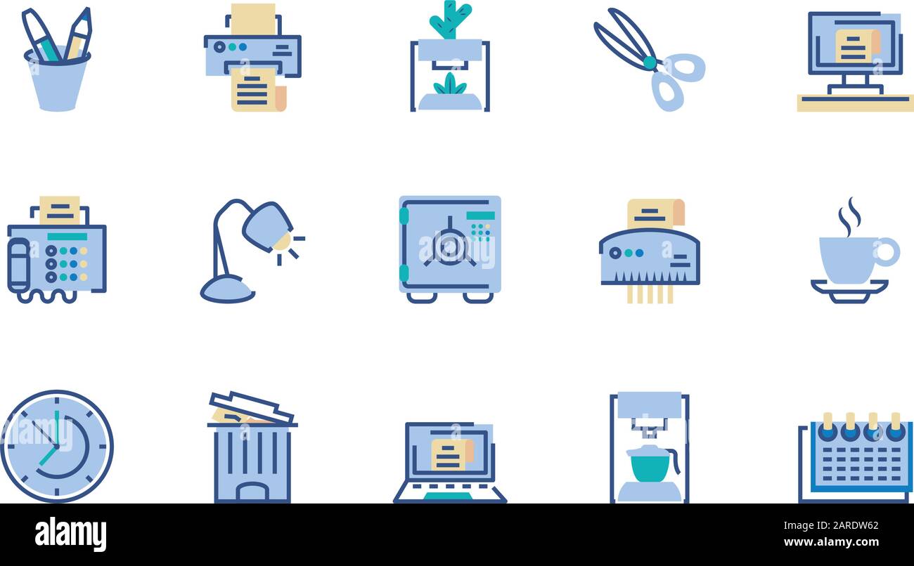 Icon set design, Office business objects workforce corporate job work ...