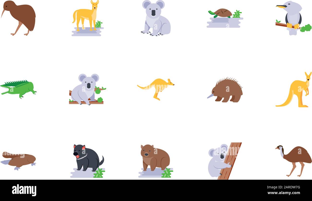 Australian animals set design, Travel tourism landmark destination ...