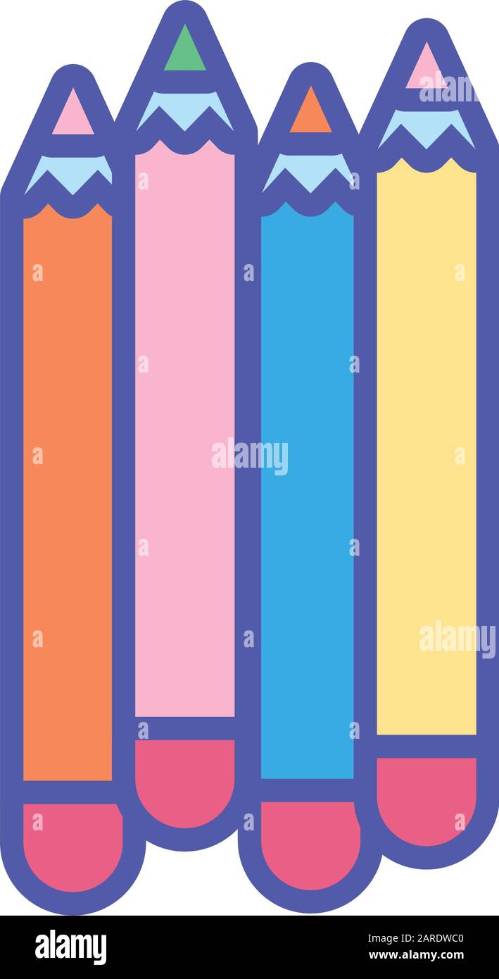 back to school education pencils color artistic supplies vector ...