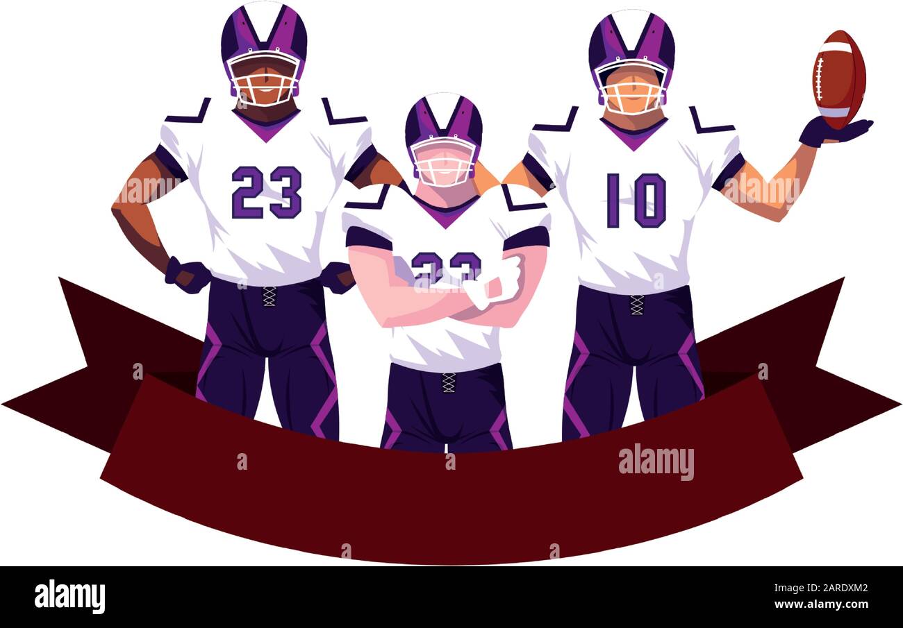 team of players american football , sportsmen with uniform vector ...