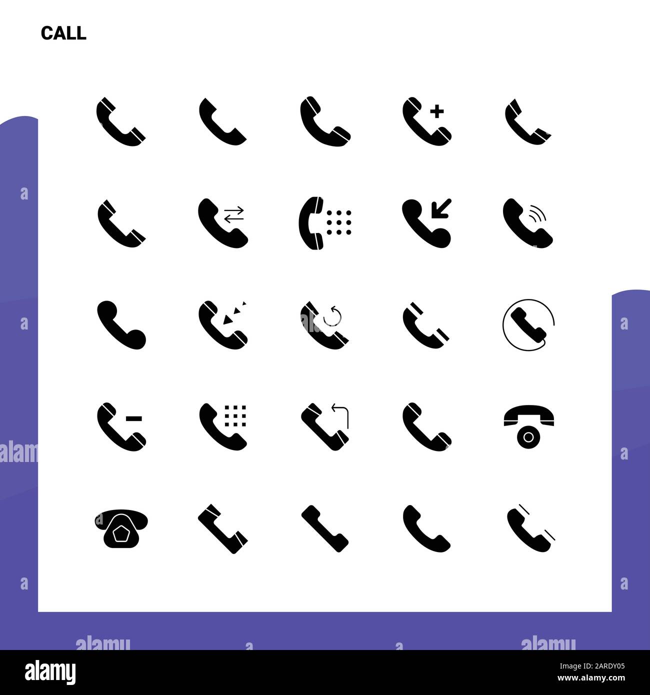 25 Call Icon set. Solid Glyph Icon Vector Illustration Template For Web ...