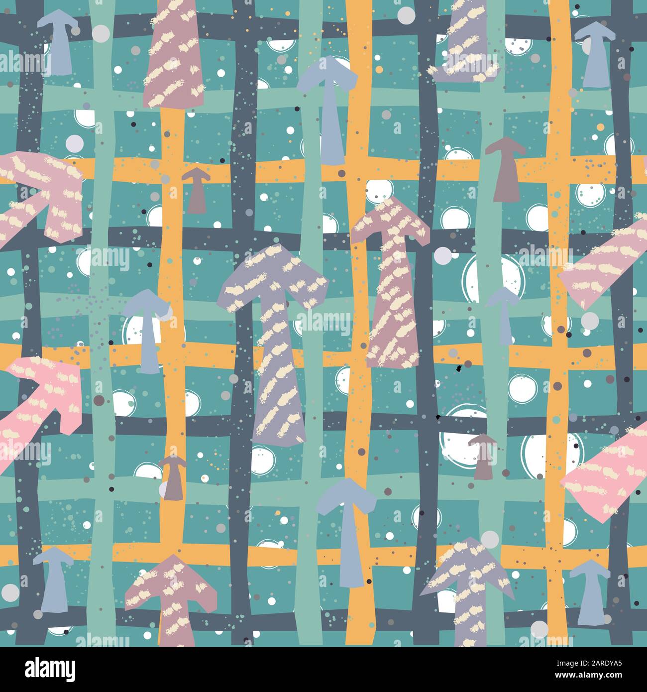 Childish Seamless Texture with Arrows. Hand Drawn Design With Brush ...
