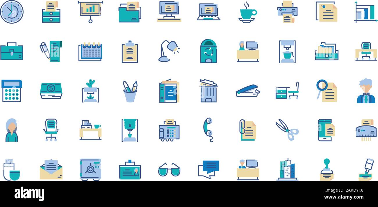 Icon set design, Office business objects workforce corporate job work ...
