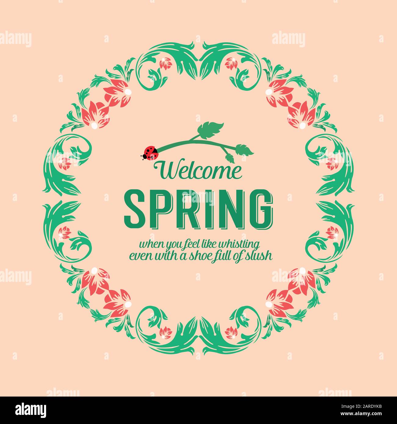 Beautiful Decoration of leaf and floral frame, for welcome spring ...