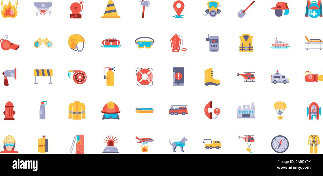 Icon set design, Emergency rescue save department 911 danger help ...